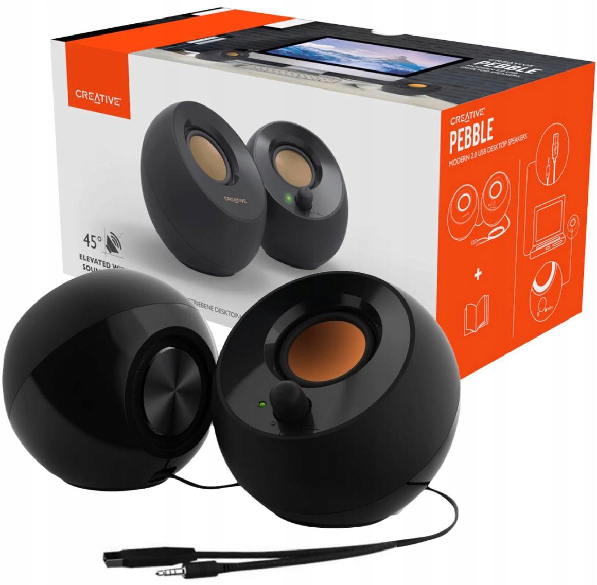BIURKOWE GŁOŚNIKI KOMPUTEROWE 2.0 USB Jack 3.5mm Creative Pebble CZARNE ... BIURKOWE GŁOŚNIKI KOMPUTEROWE 2.0 USB Jack 3.5mm Creative Pebble CZARNE ...