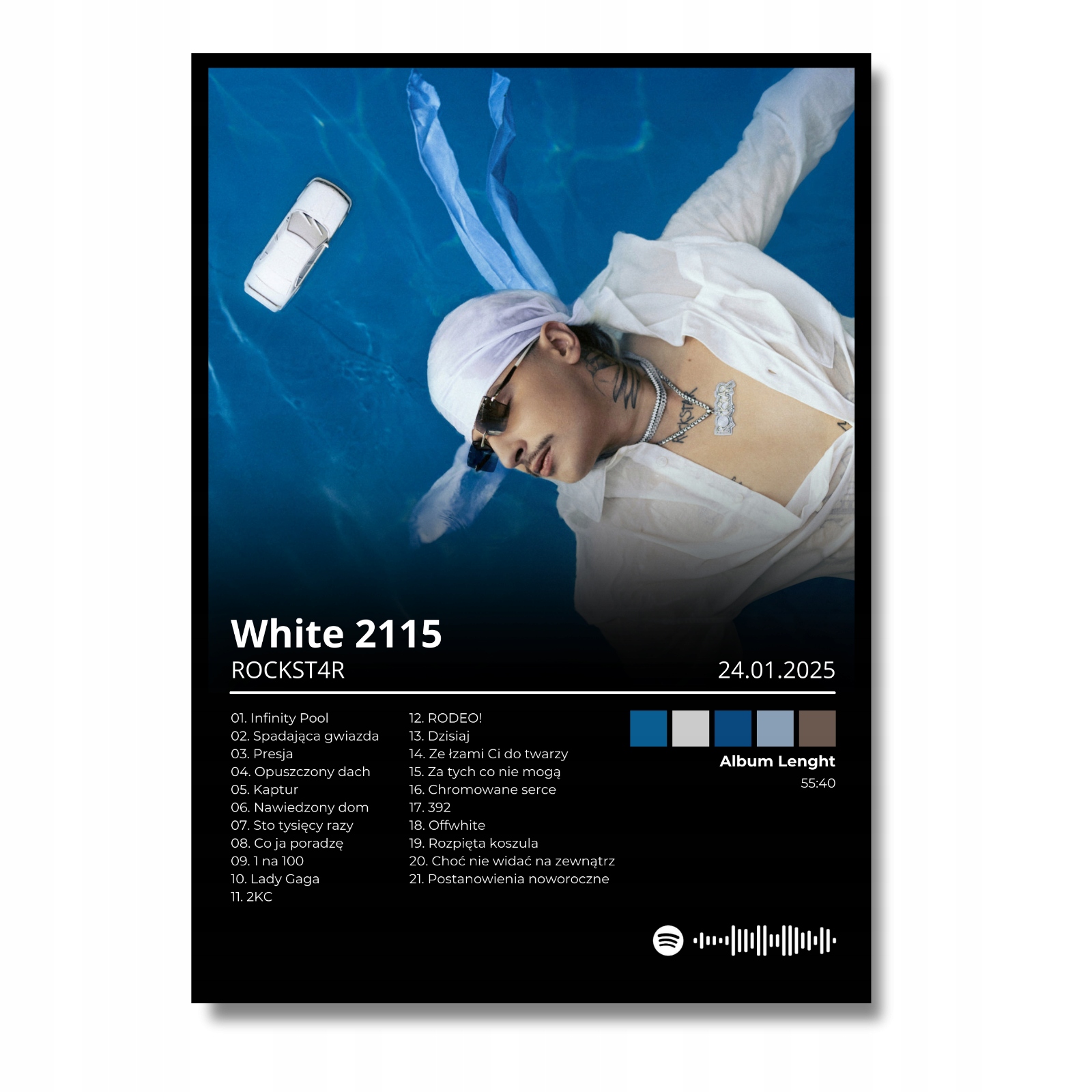 Plakat White 2115 Prezent album muzyka w ramce album dekoracja na ...