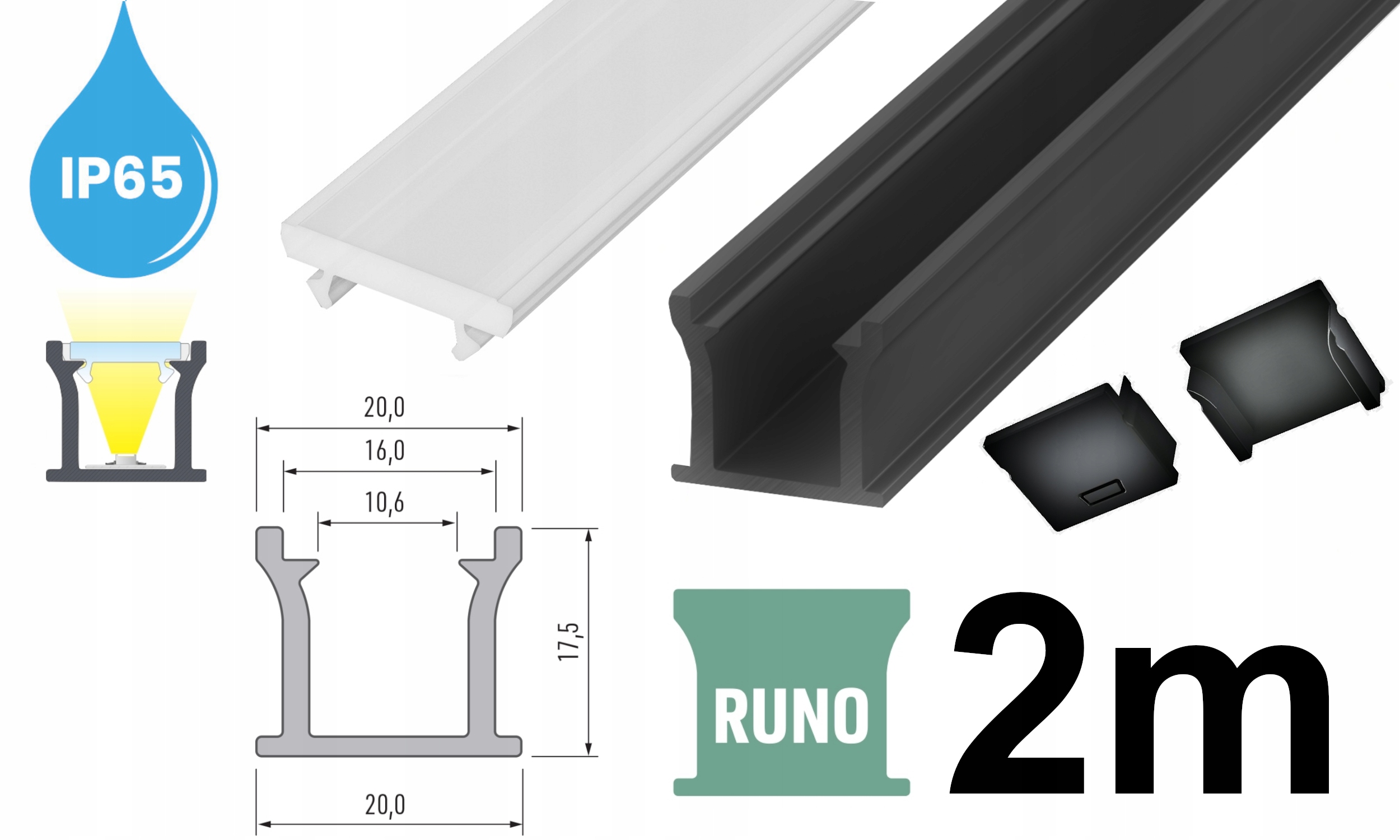 PROFIL WODOODPORNY LED IP65 CZARNY 2m RUNO ZESTAW (PROFIL DO LED TYP ... PROFIL WODOODPORNY LED IP65 CZARNY 2m RUNO ZESTAW (PROFIL DO LED TYP ...