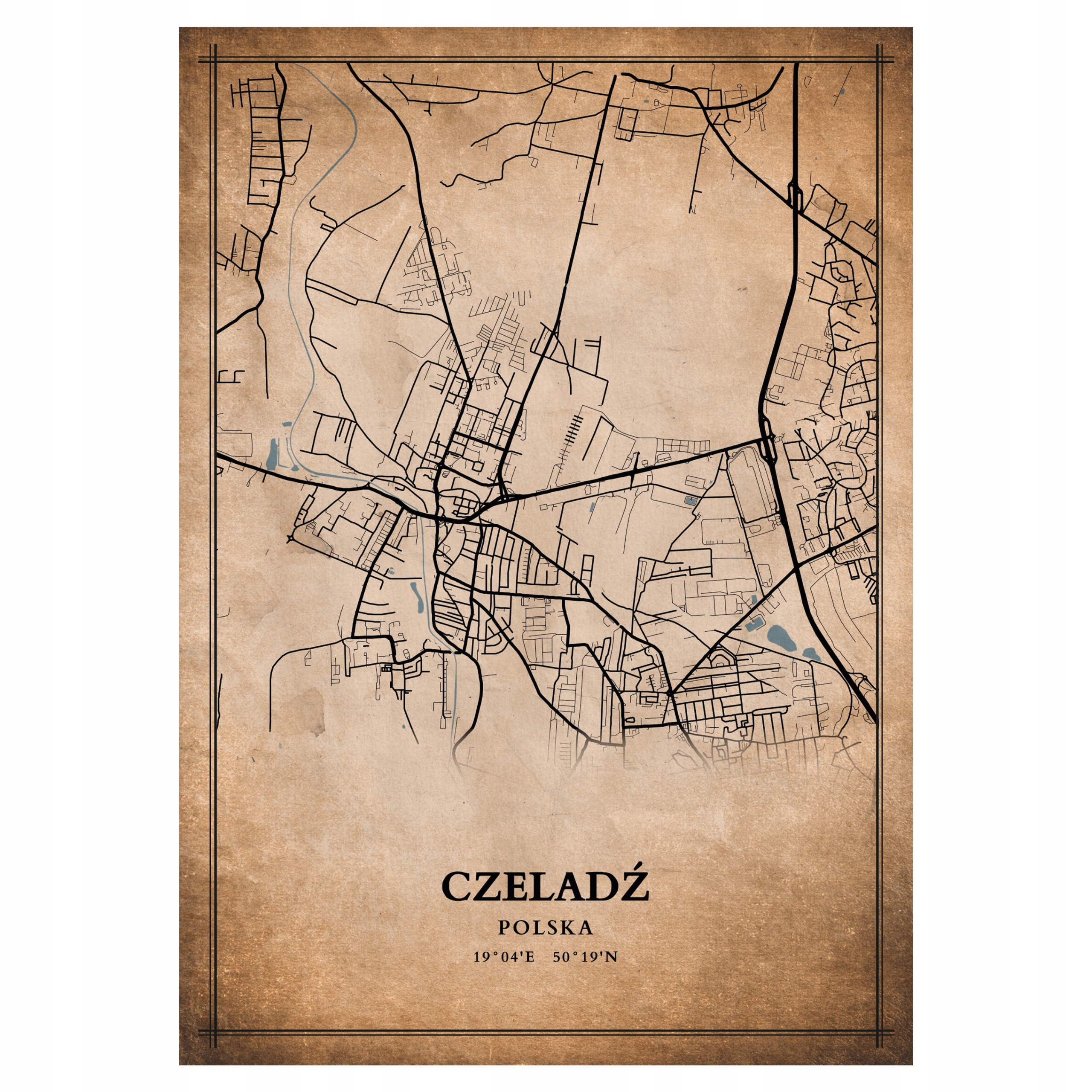 Plakat Mapa miasta vintage Czeladź 50x40cm • Cena, Opinie • Plakaty ...