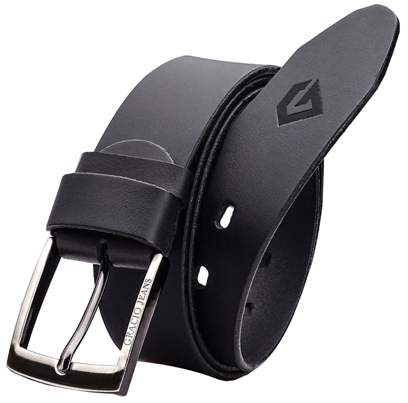 MESKI Pasek SKORZANY Do Spodni Jeans Spodenek Waski Klamra Srebrna ...