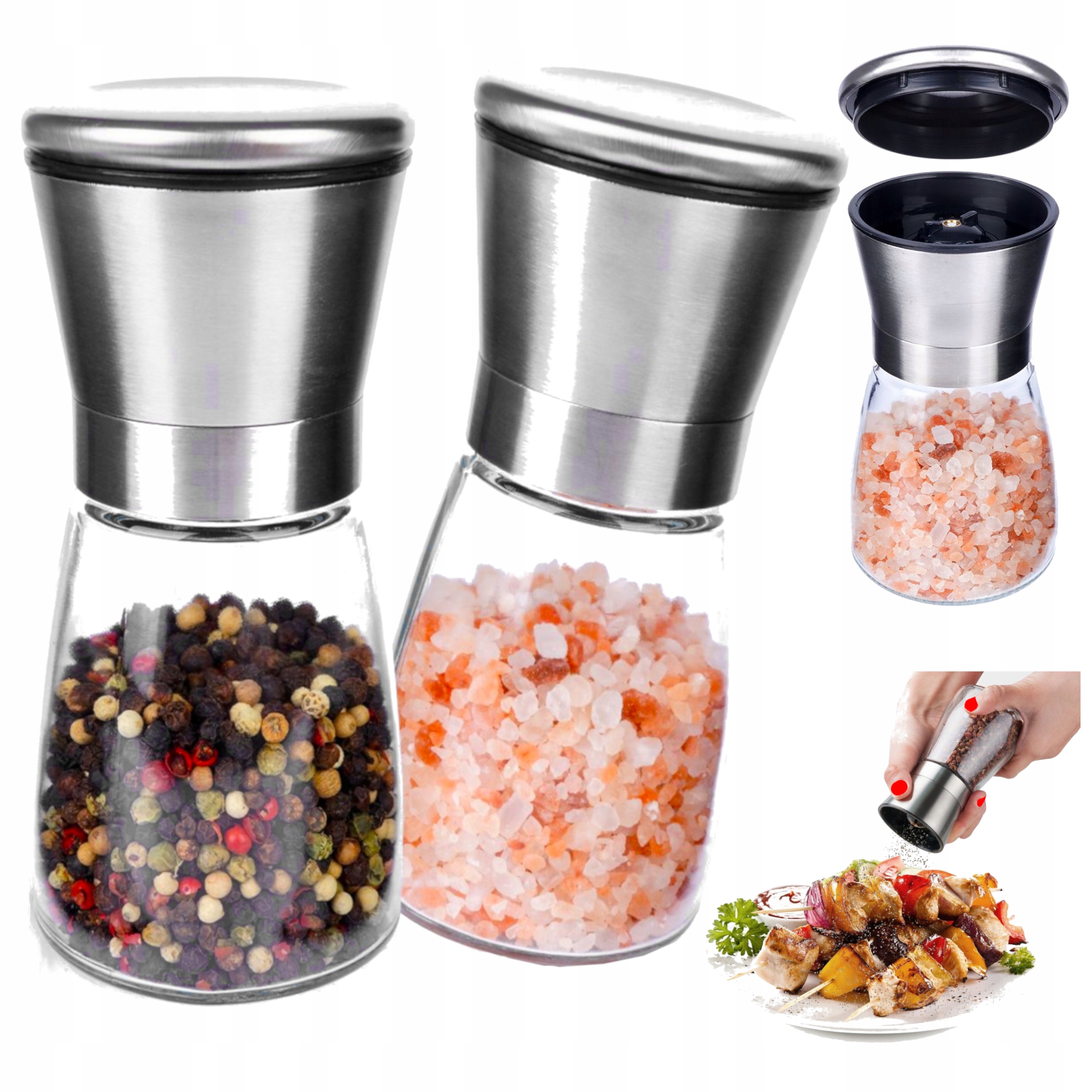 СІЛЬНИЦЯ ТА ПЕРЧНИЦЯ КЕРАМІЧНІ ГРИЛІ З НЕРЖАВІЮЧОЇ СТАЛІ - docom.com.ua