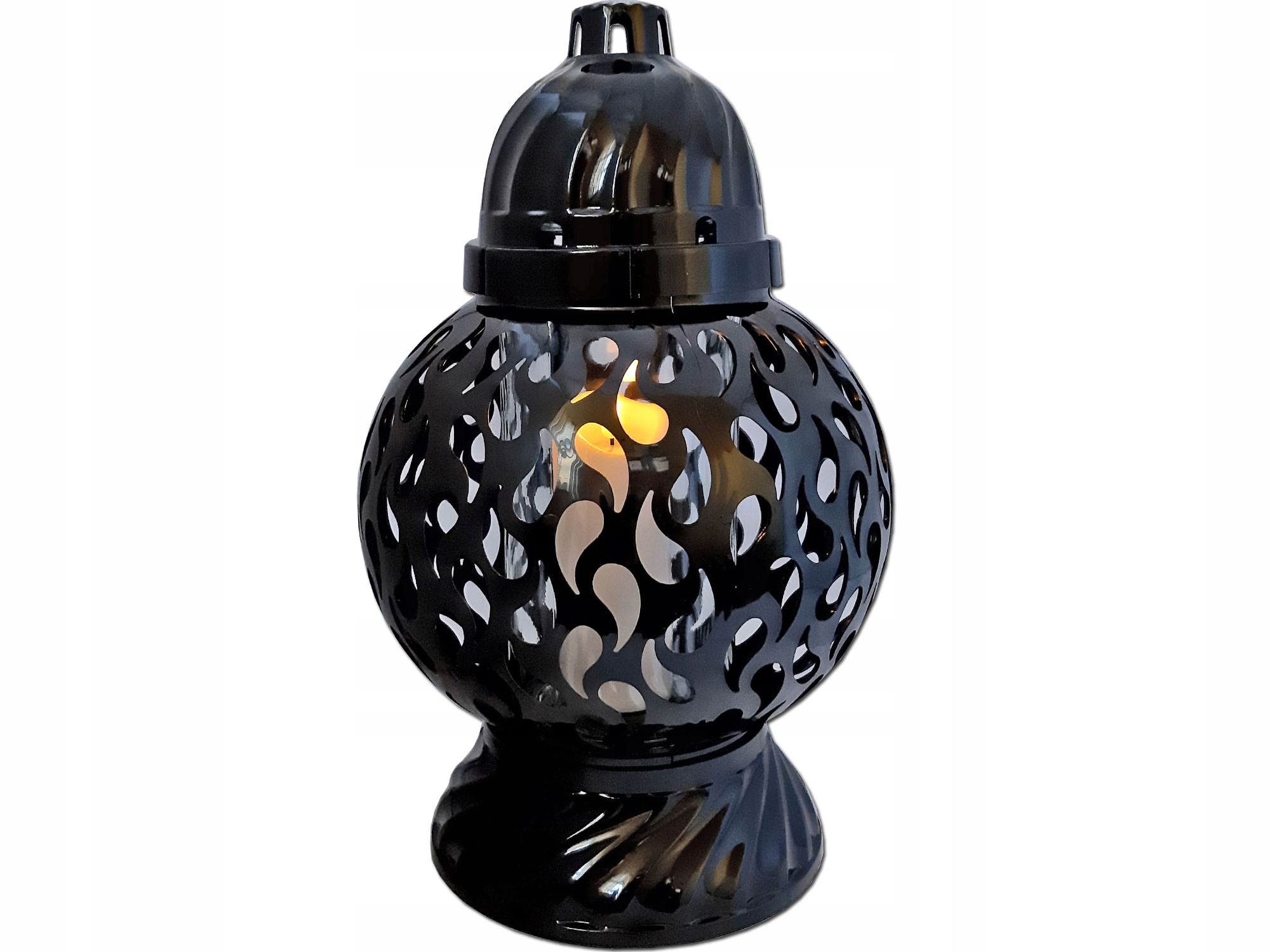 ZNICZ ZNICZE LAMPION NA GRÓB KULA DUŻA PŁM CZARNA+ŚWIECA LED (BRK ...