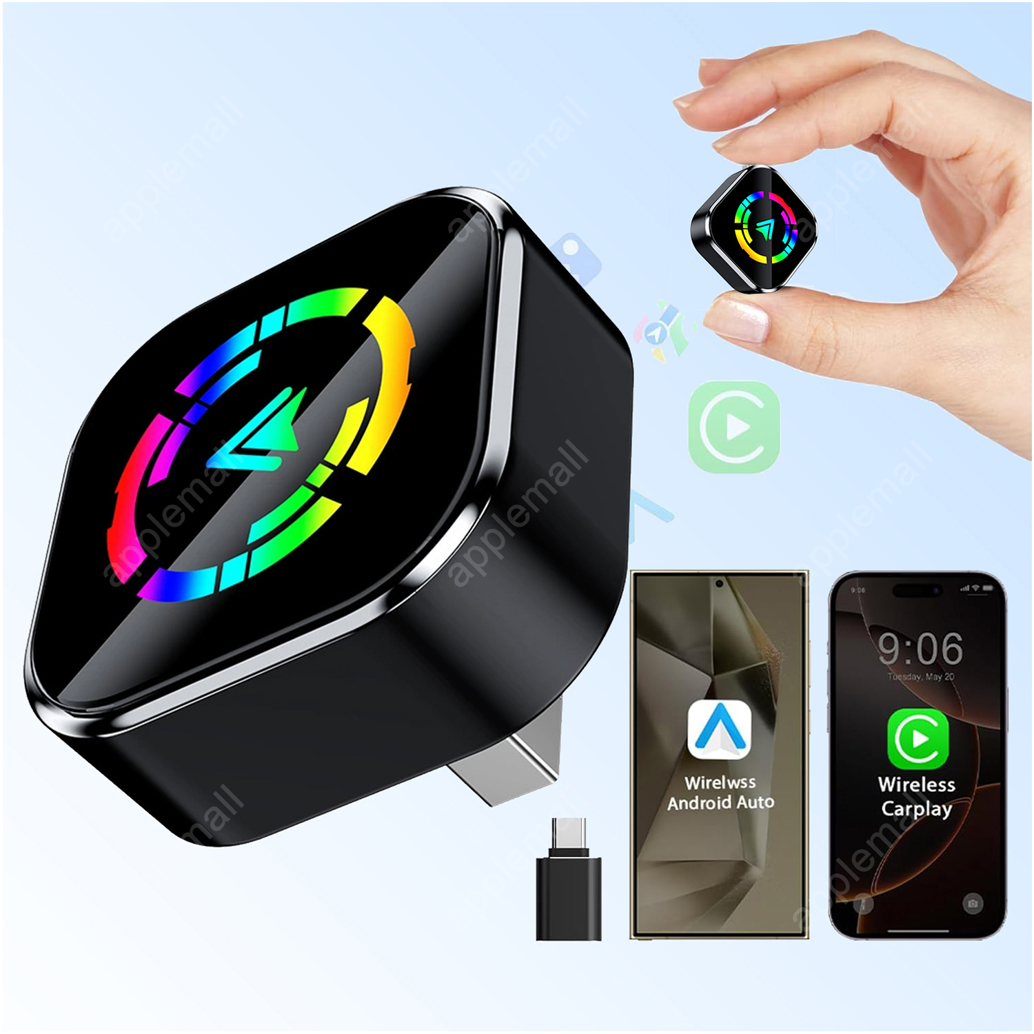 2025 Nowy bezprzewodowy CarPlay Mini Adapter Android Auto Smart Box ...