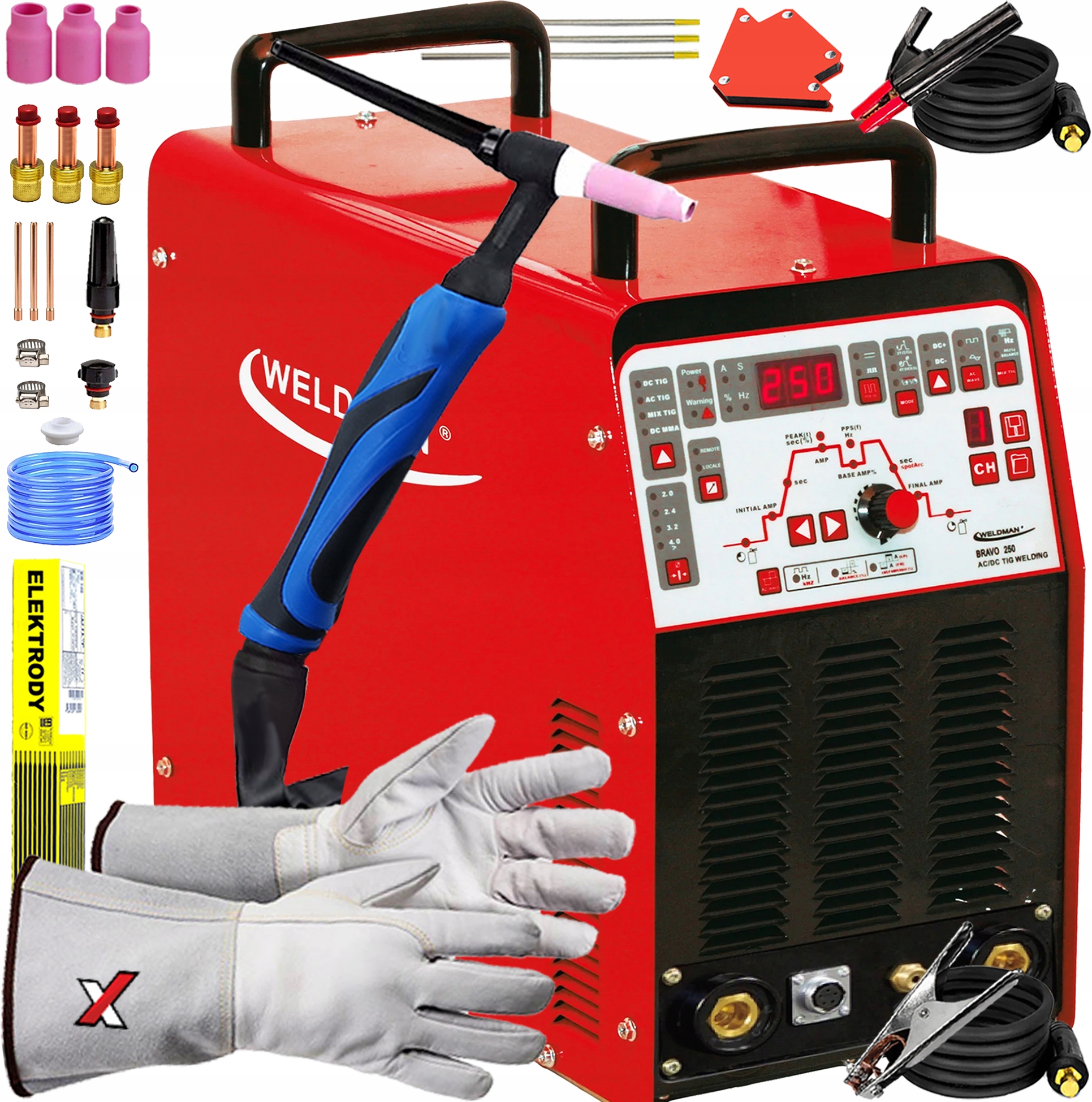 SPAWARKA INWERTOROWA WELDMAN BRAVO TIG 250 AC/DC HF PULS PUNKT MMA ...