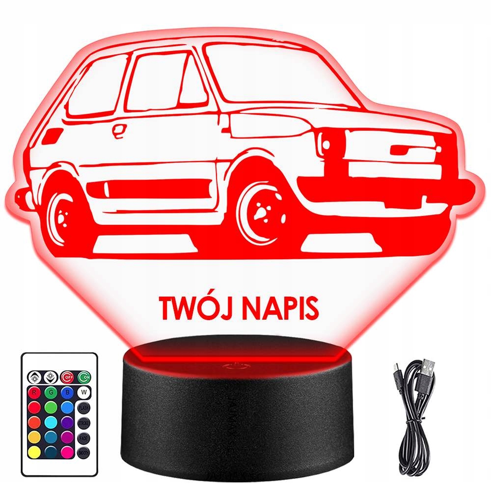 LAMPKA NOCNA LED MALUCH AUTO AUTKO 3D + PILOT prezent URODZINY ...