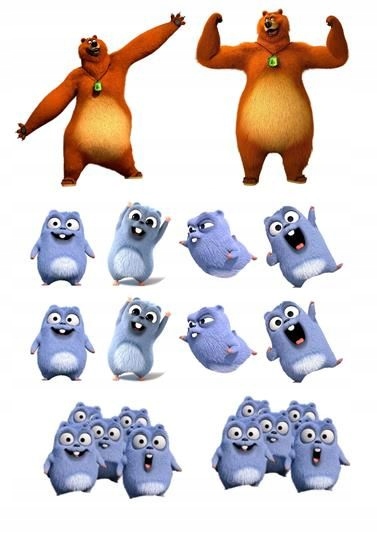 WYDRUK CUKROWY Opłatek na Tort Masa Cukrowa Grizzy i lemingi Misiek #10 ...