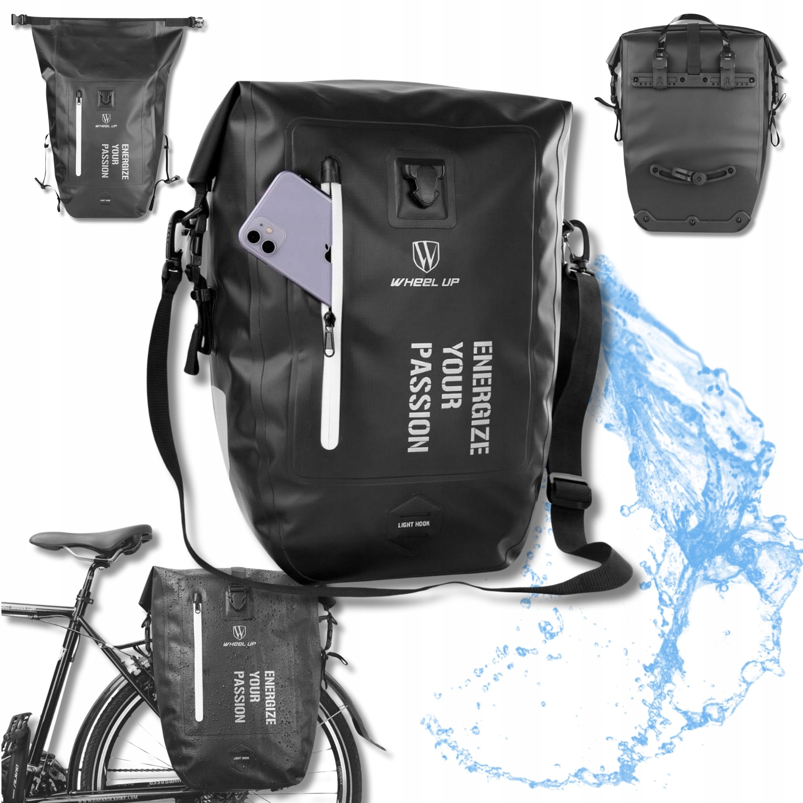 SAKWY TORBY ROWEROWE NA BAGAŻNIK SAKWY BOCZNE TYLNE TORBA NA RAMIĘ 27L ...