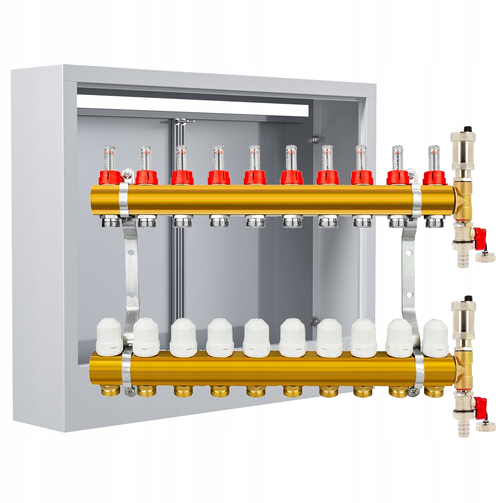 ROZDZIELACZ DO PODŁOGÓWKI 10 + SZAFKA ROZDZIELACZA (ROZDZIELACZ 10 SEKCJE + SZAFKA NATYNKOWA ...