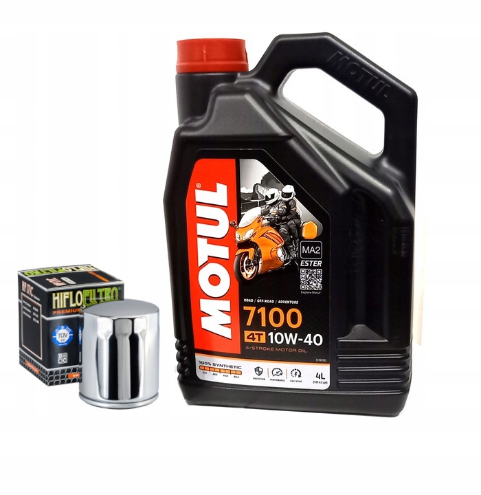 Olej MOTUL 7100 20W50 4L + Filtr Oleju Hiflo HF170C Chrom HARLEY DAVIDSON OM710020W504LHF170C za ...