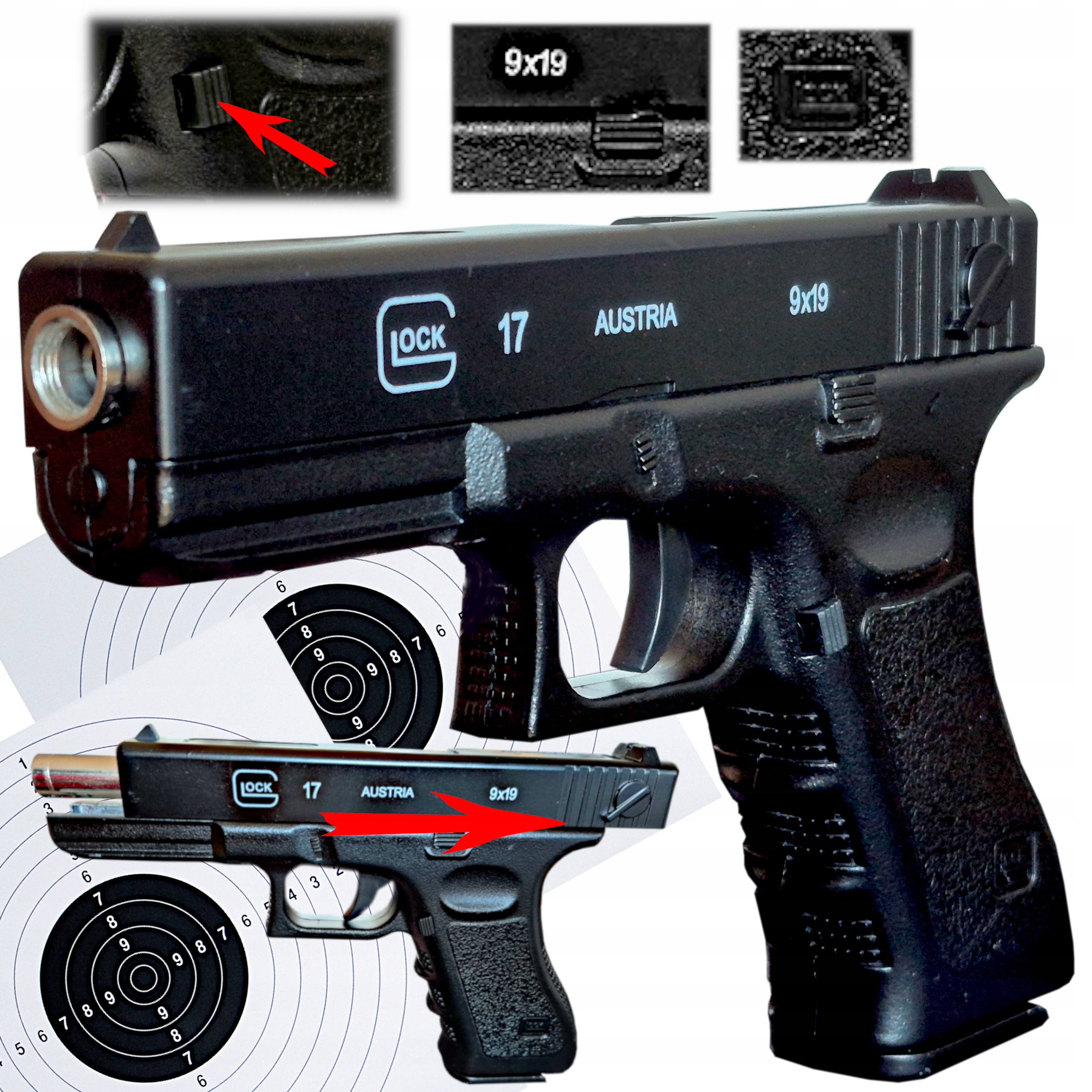 PISTOLE Glock 17 GEN. IV CELOKOVOVÁ NA KULIČKY REPLIKA ASG Kuličky 6mm ...