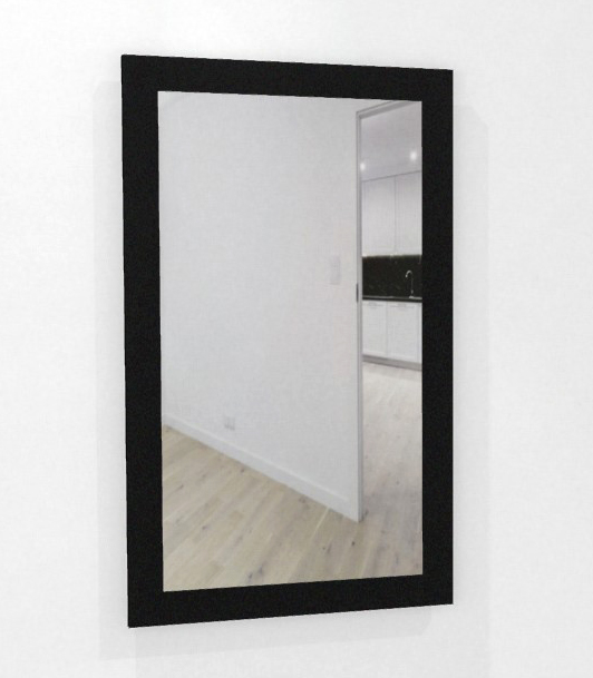 DUŻE Lustro w ramie MDF 100x60 CZARNA GRUBA RAMA (5905204465837) • Cena ...