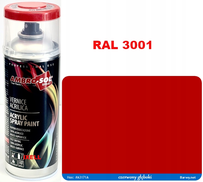 RAL 3001 czerwony POŁYSK SPRAY 400ml profesjonal-line HQ AMBROSOL 1233 ...