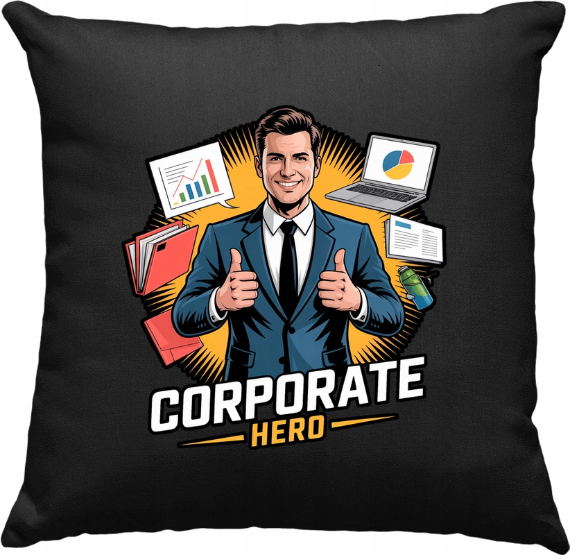 Corporate hero mém párna, vicces, 2. kiadás, fekete, • Ár, Vélemények - Allegro
