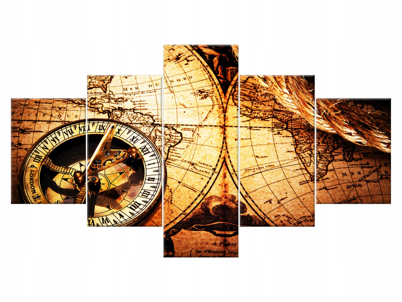 Obraz 125x70 Mapa Stara mapa świata 5 elementowy • Cena, Opinie ...