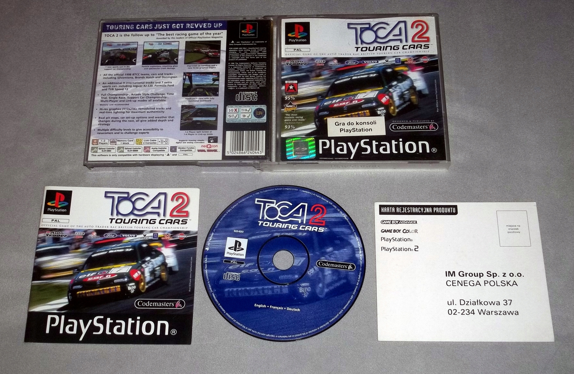 TOCA 2 TOURING CARS PSX PS1 POLSKIE WYDANIE CENEGA PlayStation (PSX ...