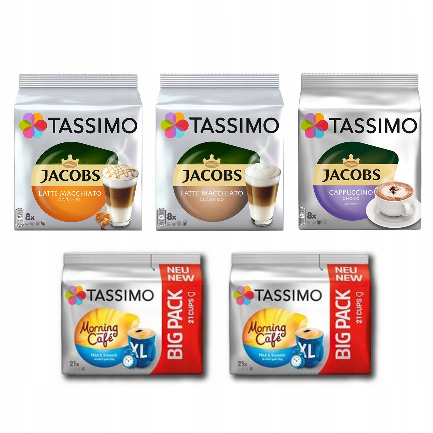 Kapsułki Tassimo Morning Cafe, Latte, Cappuccino, Milka 5 opakowań ...