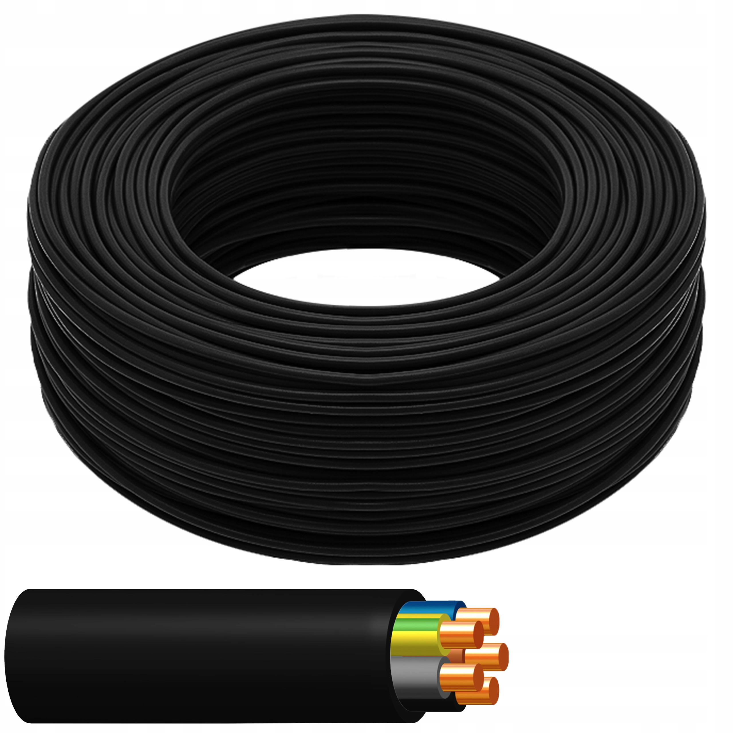 Kabel okrągły przewód YKY 5x2,5 ziemny za metr (YKY 5x2,5mm2) • Cena ...