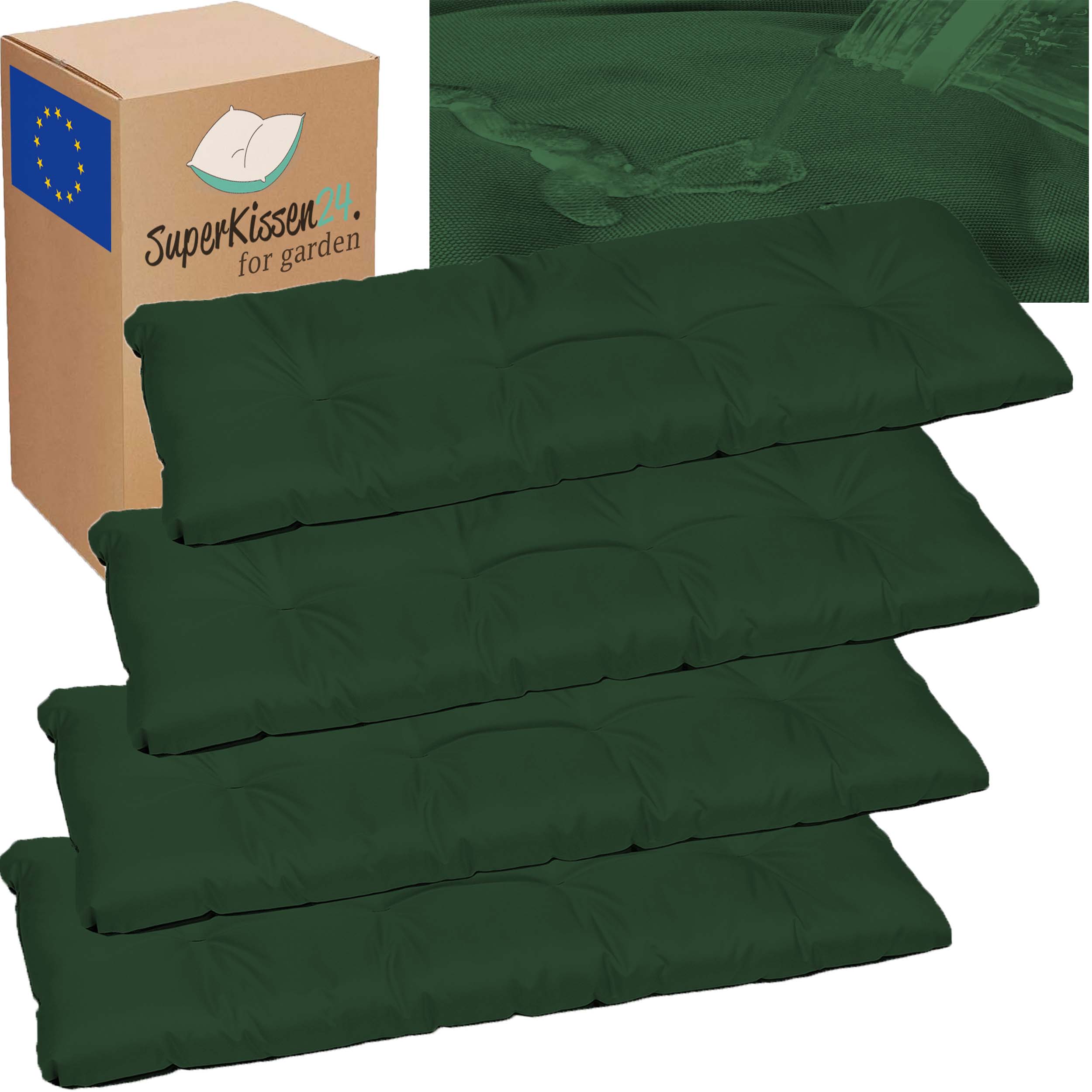 Záhradný vankúš na lavicu vodotesná hojdačka 120x38 - 4 kusy zelená tma ...