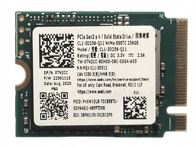 SSD M.2 SSSTC 2230 PCIe x4 Gen3 NVMe 256 GB CL1-3D256-Q11 - Allegro