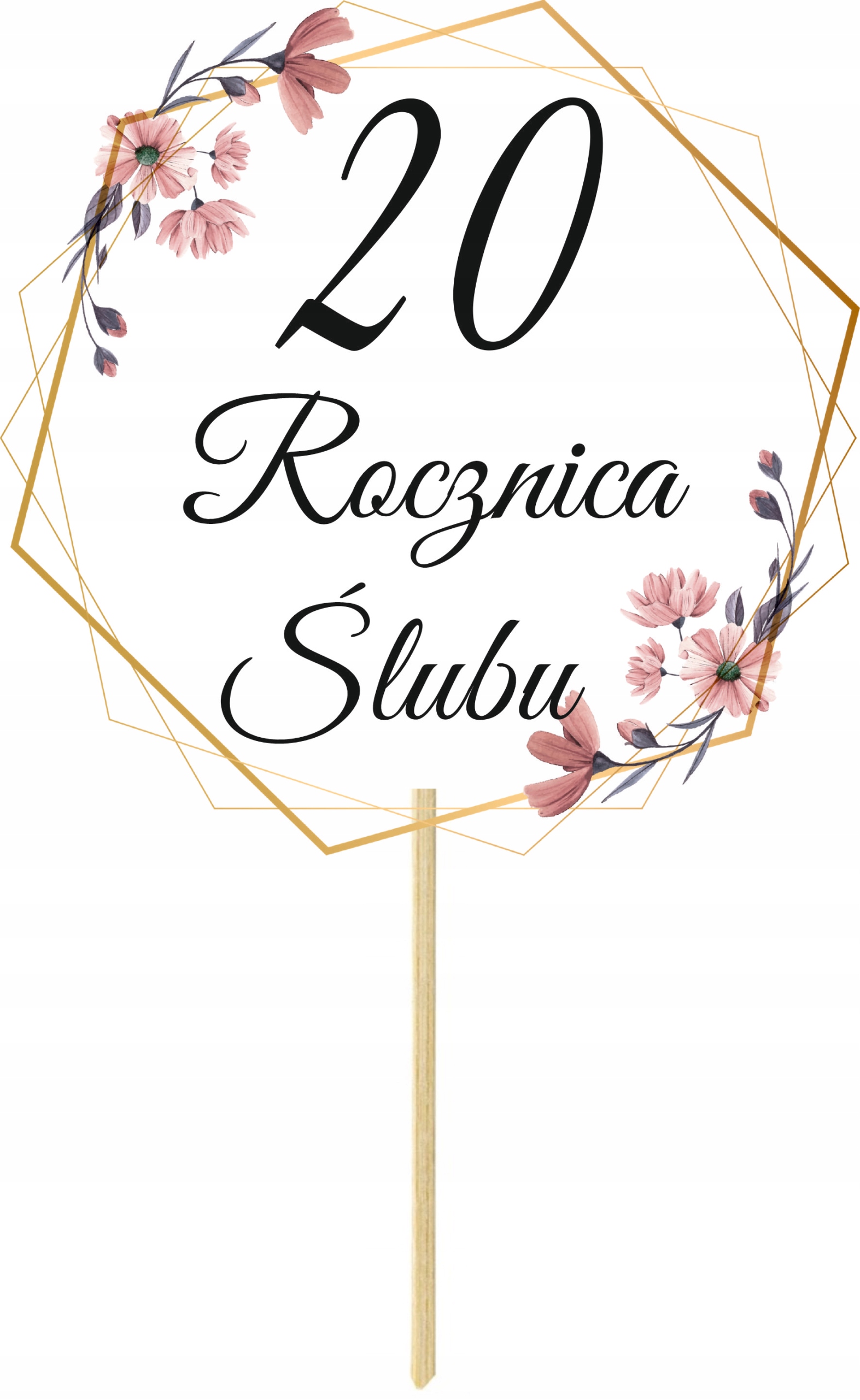 TOPPER NA TORT 20 ROCZNICA ŚLUBU ZWIĄZKU MIŁOŚĆ • Cena, Opinie • Toppery 15199979893 • Allegro