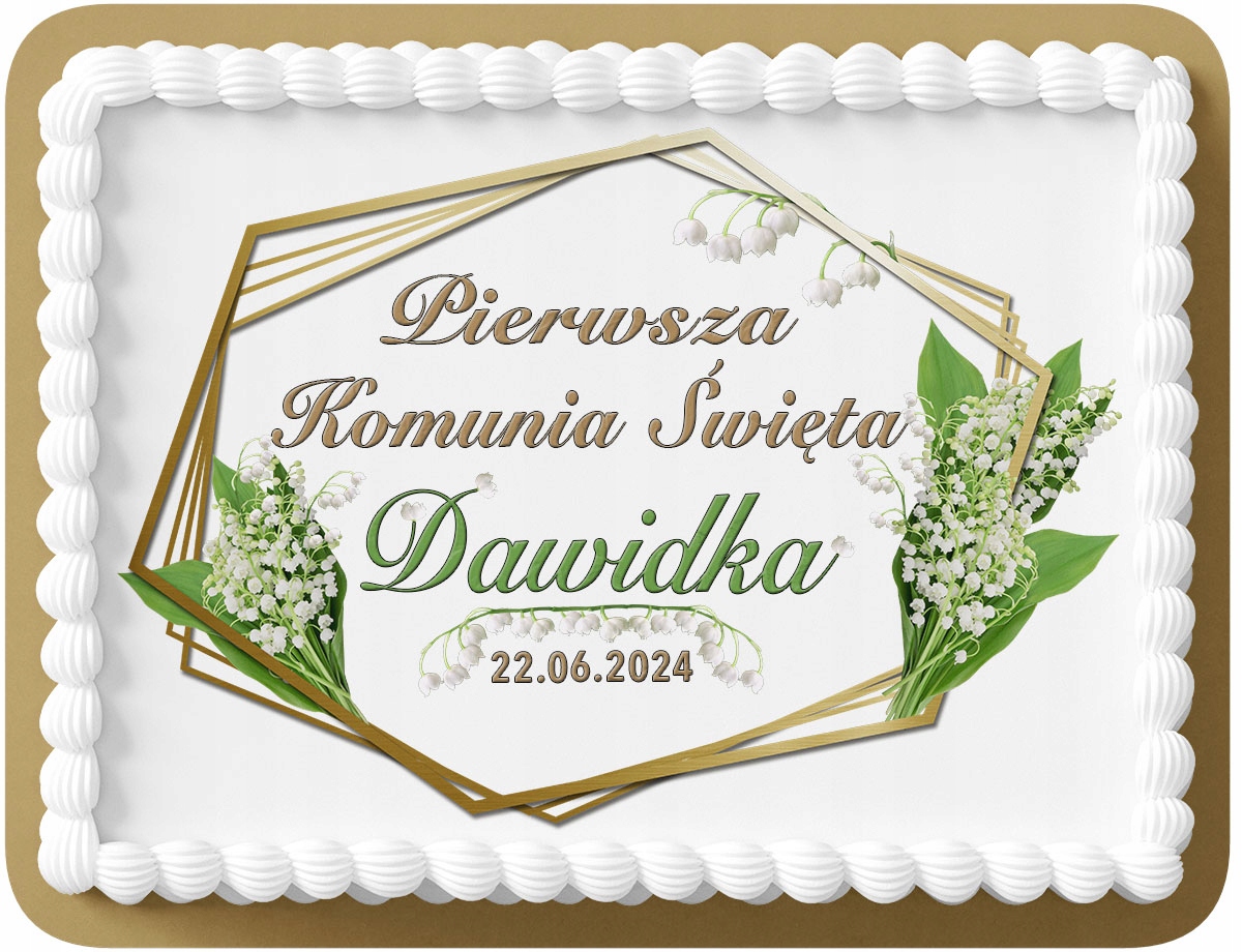 PAPIER CUKROWY A3 NA TORT KOMUNIJNY PIERWSZA KOMUNIA ŚWIĘTA Z KONWALIAMI (5906146238022) • Cena ...