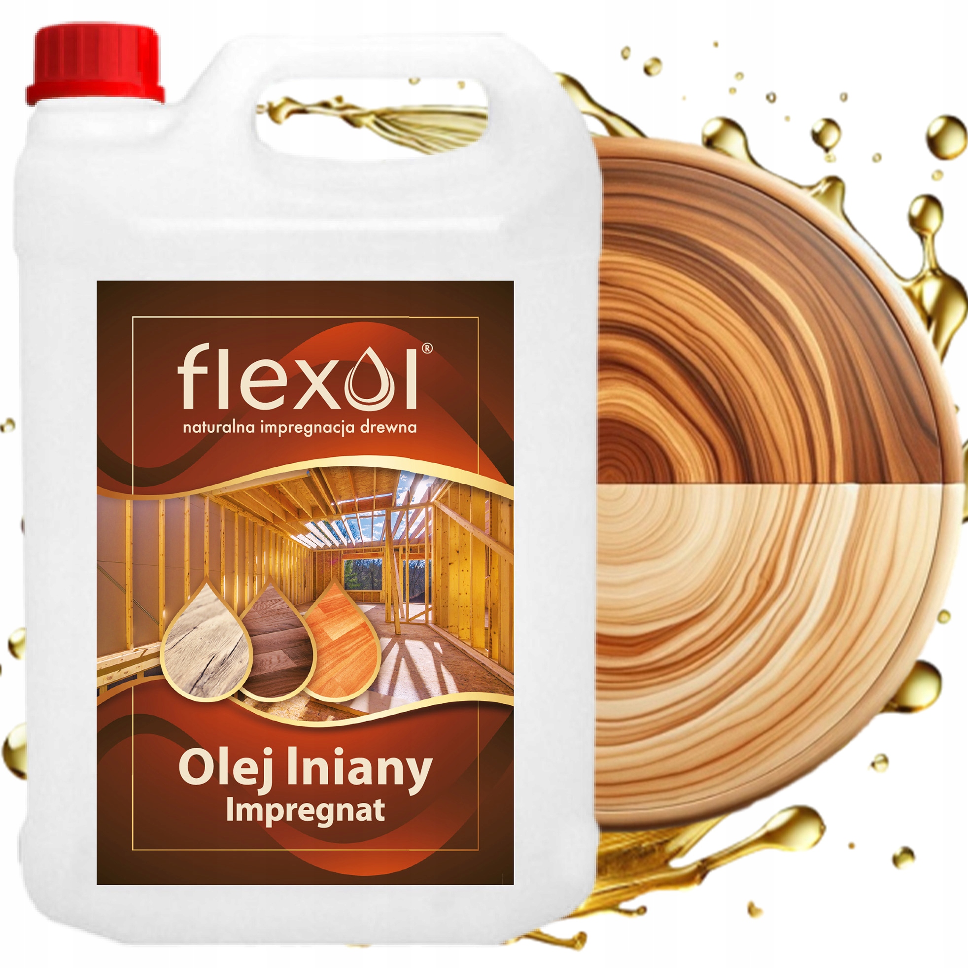Lenolaj fa impregnáló Flexol 4 l szalmasárga, (5907222293621) • Ár ...