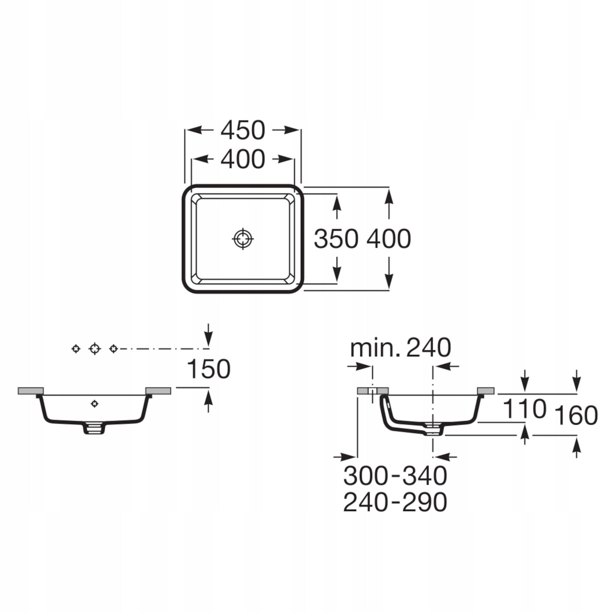 UMYWALKA PODBLATOWA 40X35 CM PROSTOKĄTNA BIAŁA ROCA GAP (A3270YE000 ...