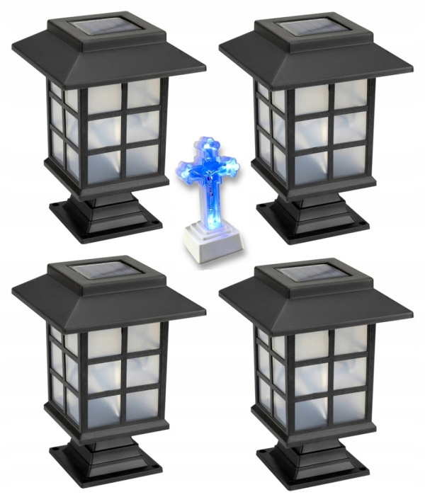 4 x Znicz Znicze Solarne na Cmentarz Krzyżyk LED (Iollh4668ss) • Cena ...