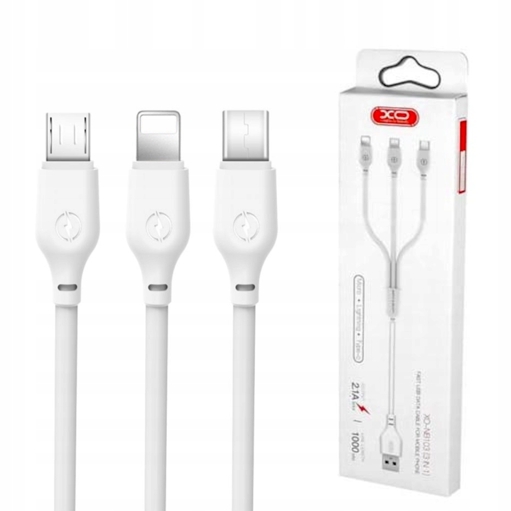 Zestaw kabli USB - USB typ C / microUSB / Lightning XO - Sklep, Opinie, Cena w Allegro