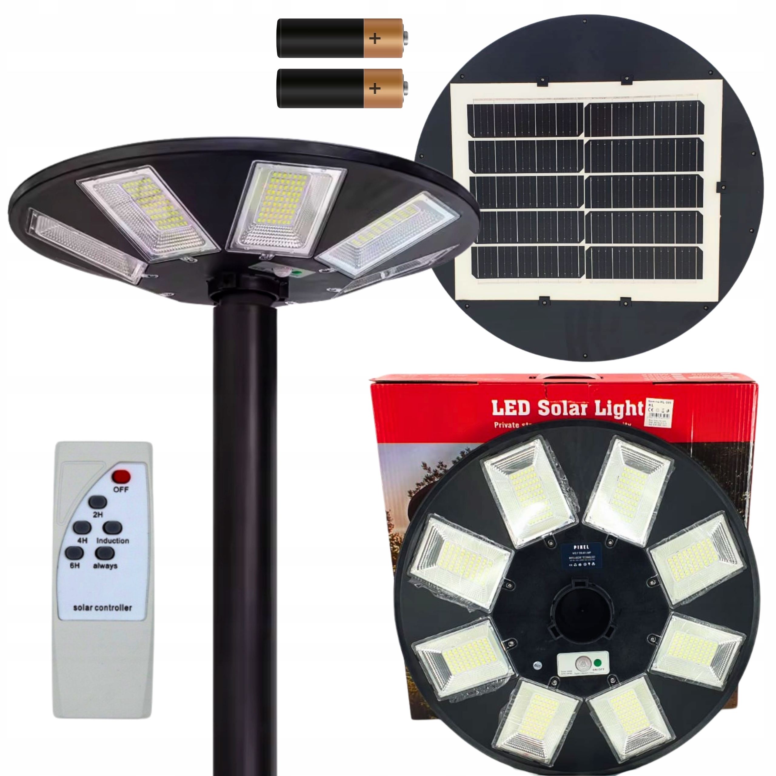 SOLARNA LATARNIA ULICZNA UFO 2000W LED CZUJNIK RUCHU ENERGIA SŁONECZNA IP65 (5906449330942 ...