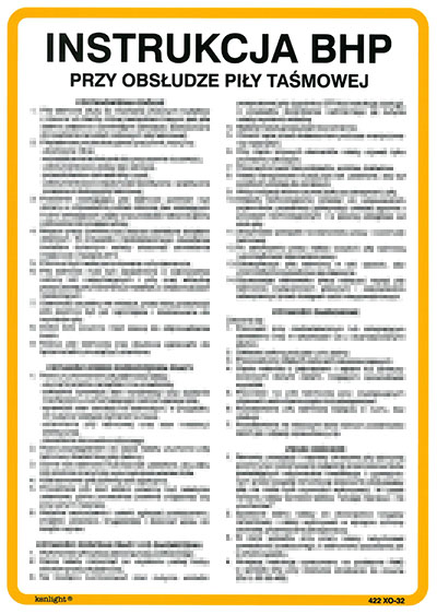 INSTRUKCJA BHP PRZY OBSŁUDZE PIŁY TAŚMOWEJ 25x35 CM PCV • Cena, Opinie • Tablice 14317022526 ...