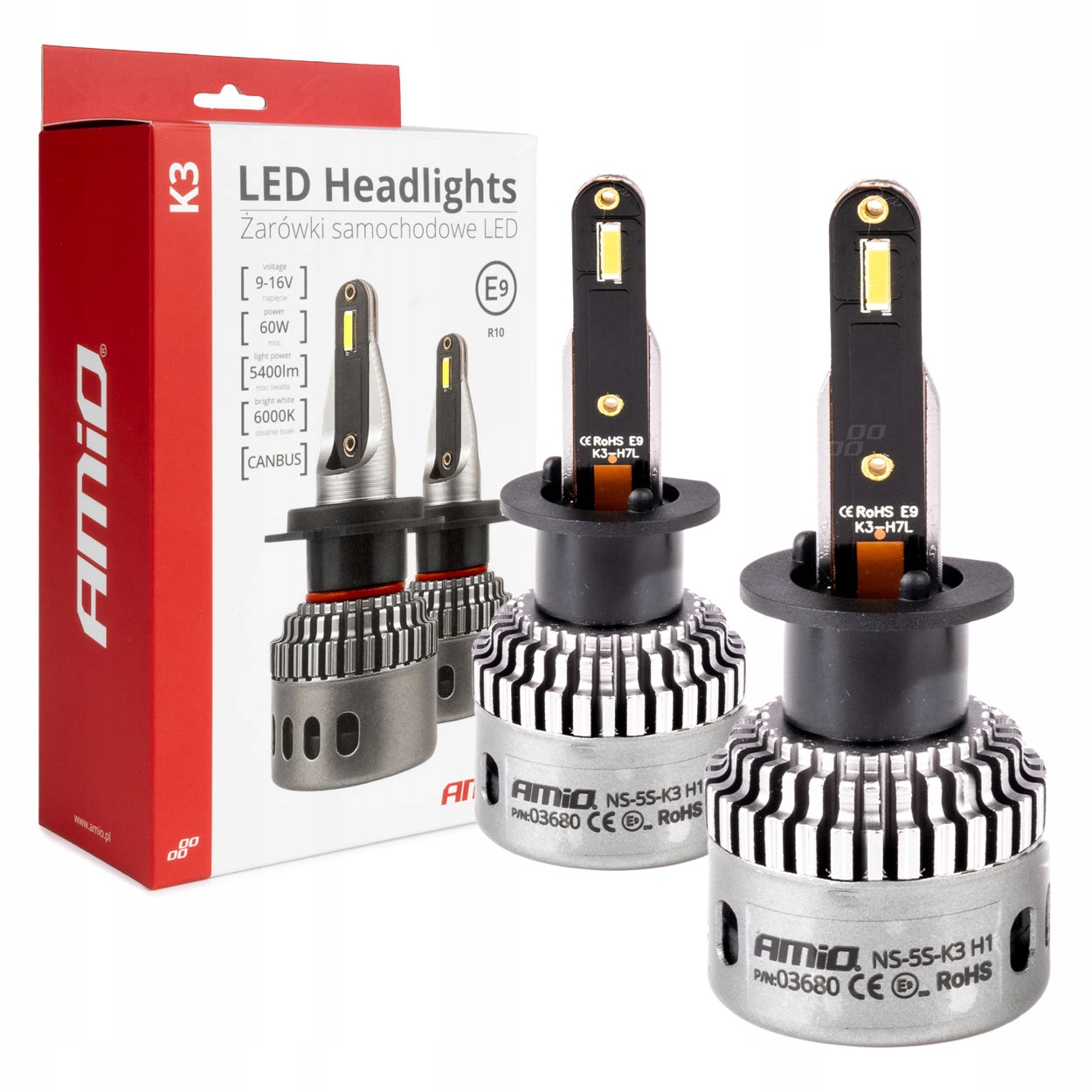 Żarówki samochodowe LED Seria K3 H1 12V 6000k canbus AMIO-03680 ... Żarówki samochodowe LED Seria K3 H1 12V 6000k canbus AMIO-03680 ...