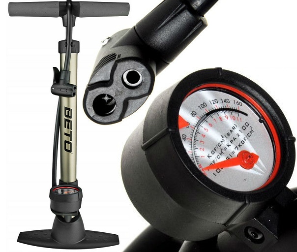 SZOSA MTB ALUMINIOWA Pompka rowerowa BETO do AV DV FV CMP-069 MANOMETR ...