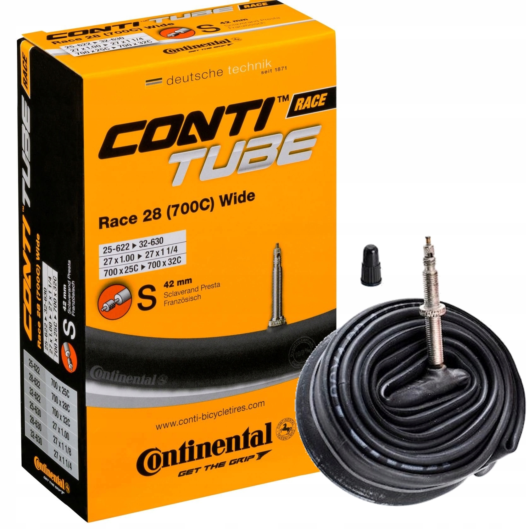 Continental dętka 700 25C 26C 28C 30C 32C -42 27 28 1,0 1,15 1,20 1,25 - 5906583980461 ...