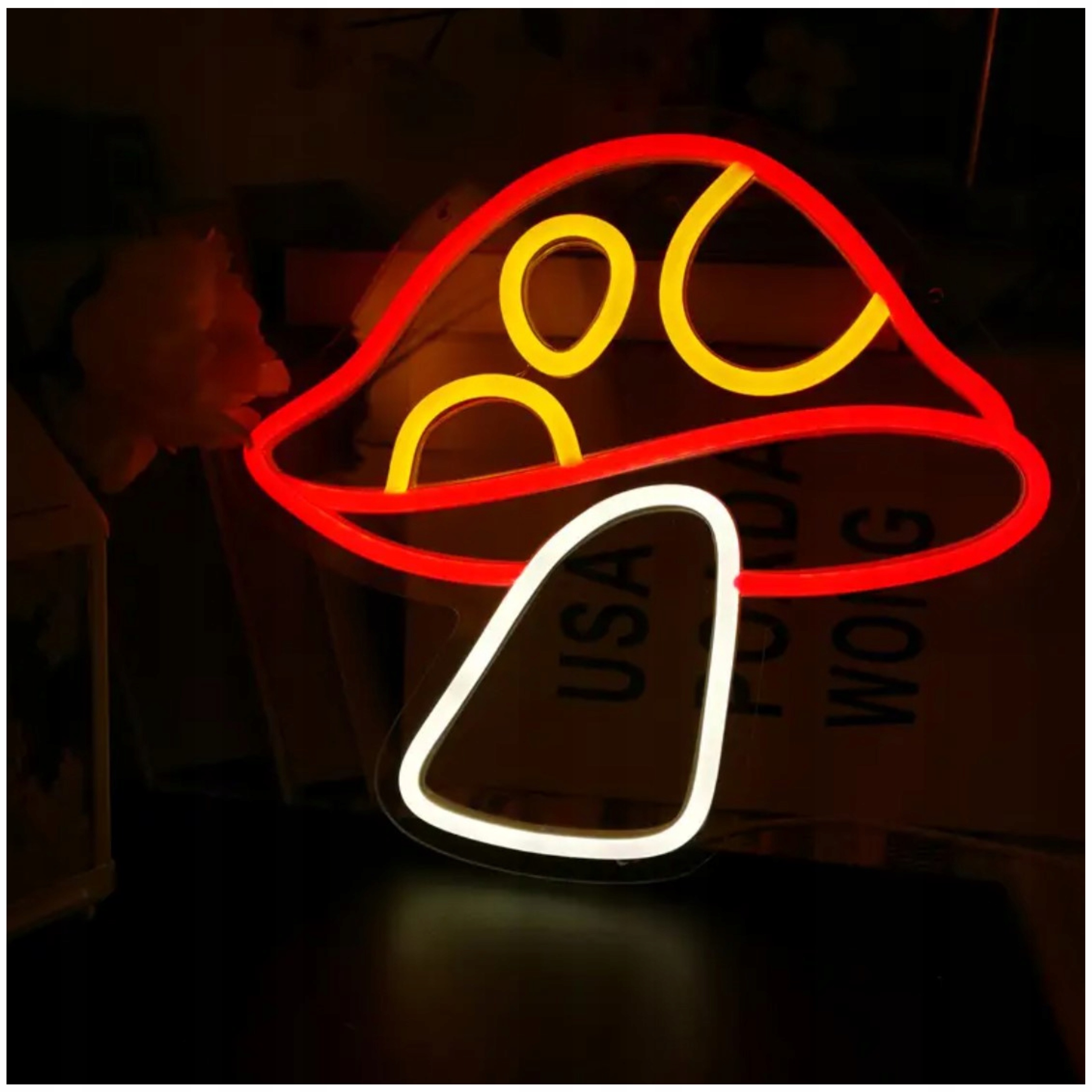 NEON LED BAJKOWY GRZYB GRZYBEK LAMPKA NOCNA NA SCIANE DEKORACJA SCIENNA ...