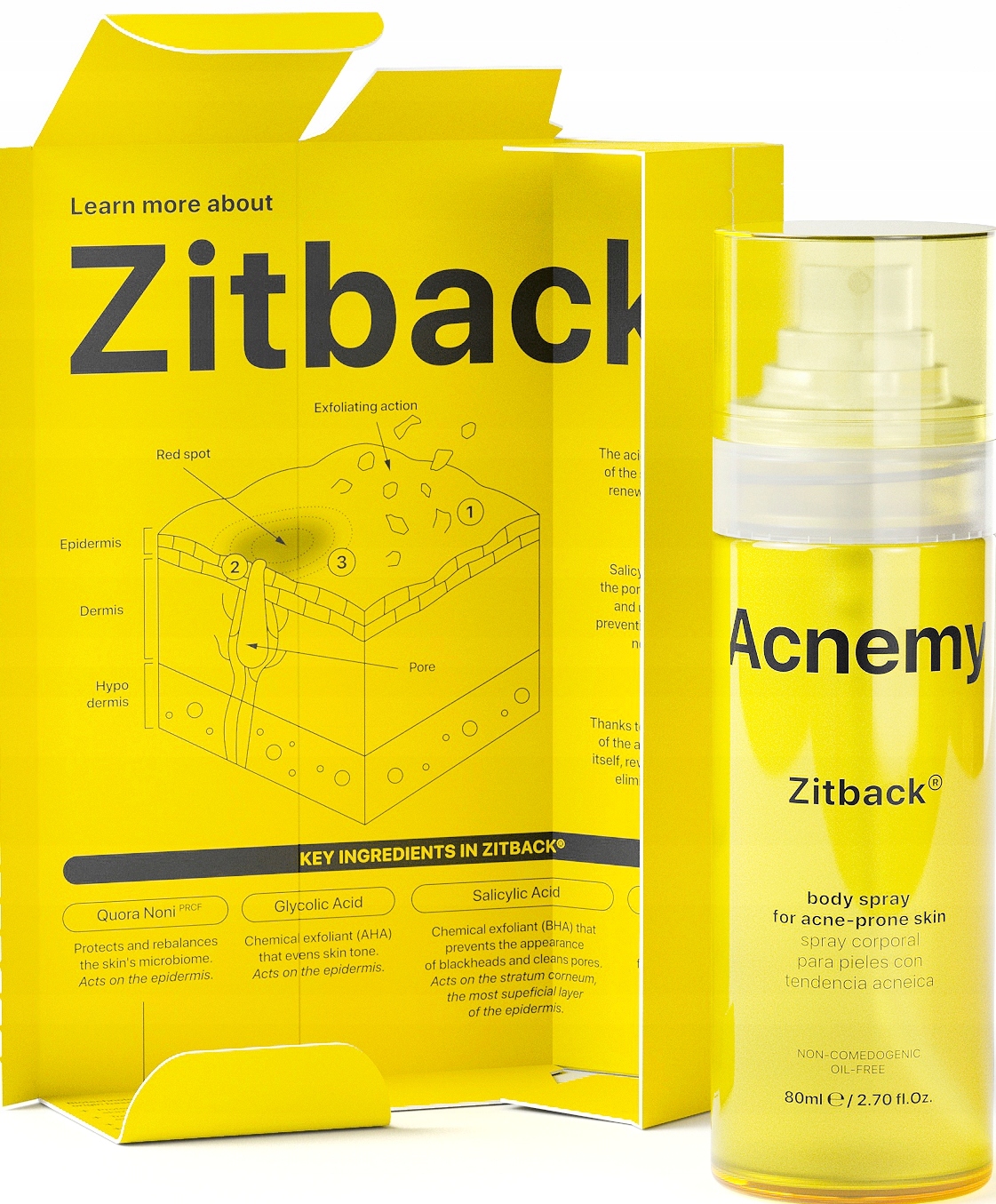 ACNEMY ZITBACK SPRAY PRZECIWTRĄDZIKOWY DELIKATNIE ZŁUSZCZA ROZJAŚNIA 80 ...