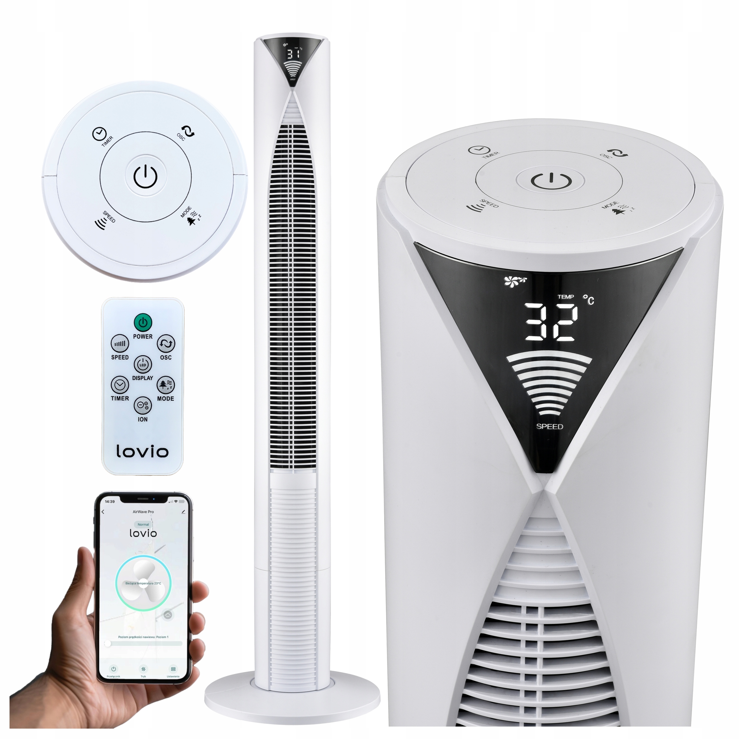 Wentylator kolumnowy Lovio Wentylator kolumnowy podłogowy AirWave PRO ...