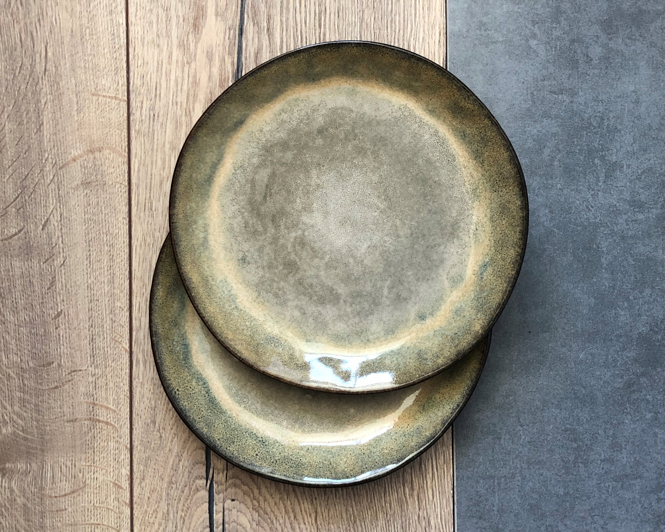 2 x TALERZ KAMIONKA 20 cm STONE BEŻ ŻÓŁTY PIASKOWY (Talerz z kamionki w ...