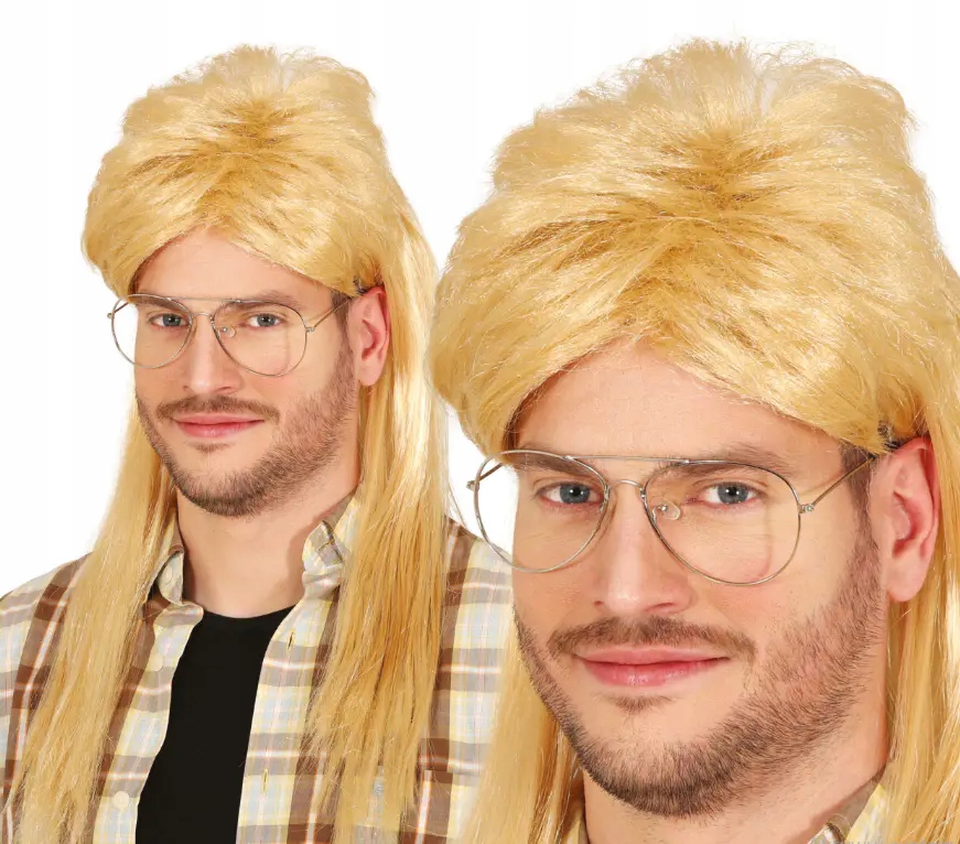 PERUKA MĘSKA LATA 80-TE 70-TE PRL BLOND DISCO GLAM ROCK WŁOSY STRÓJ (8434077481257) • Cena ...