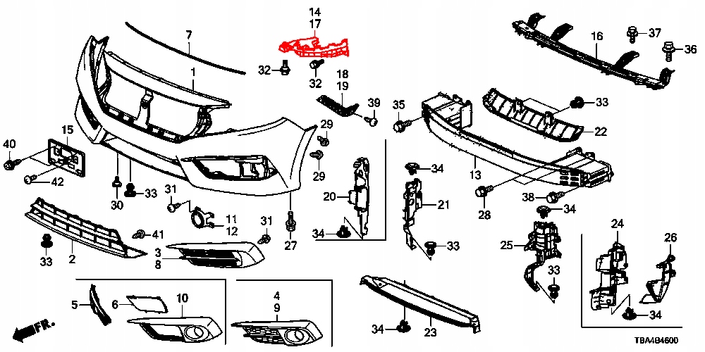 71190-TBA-A00 - HONDA CIVIC X 16-КРОНШТЕЙН СЛАЙД БАМПЕР КРОНШТЕЙН ...