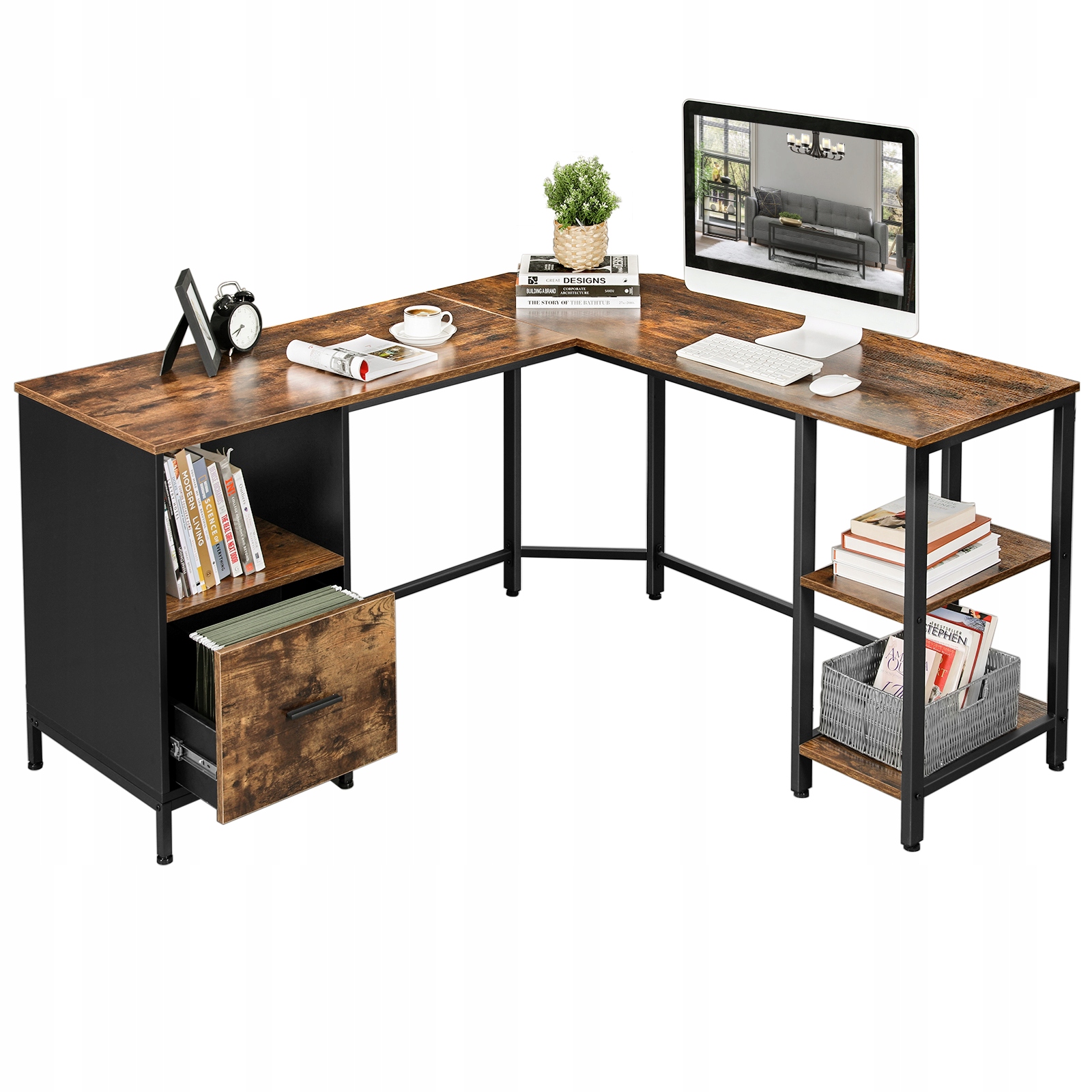 Biurko narożne duże loft rustykal vintage industr (LWD75X_VB7) • Cena ...