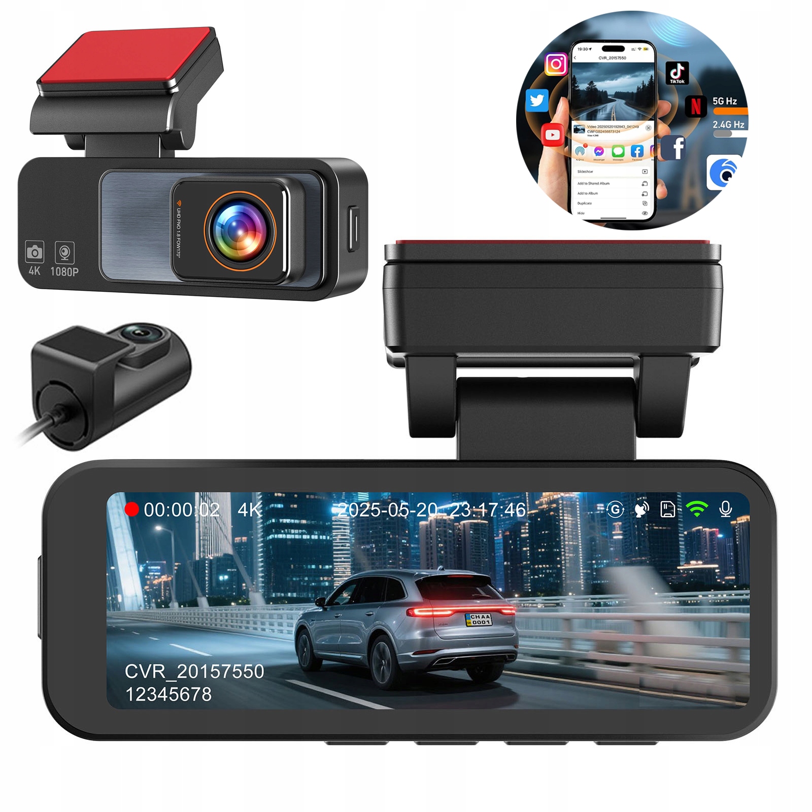 FEDÉLZETES VIDEÓRÖGZÍTŐ TOLATÓKAMERA 4K+FHD CMOS IMX335 SZENZOR za ...