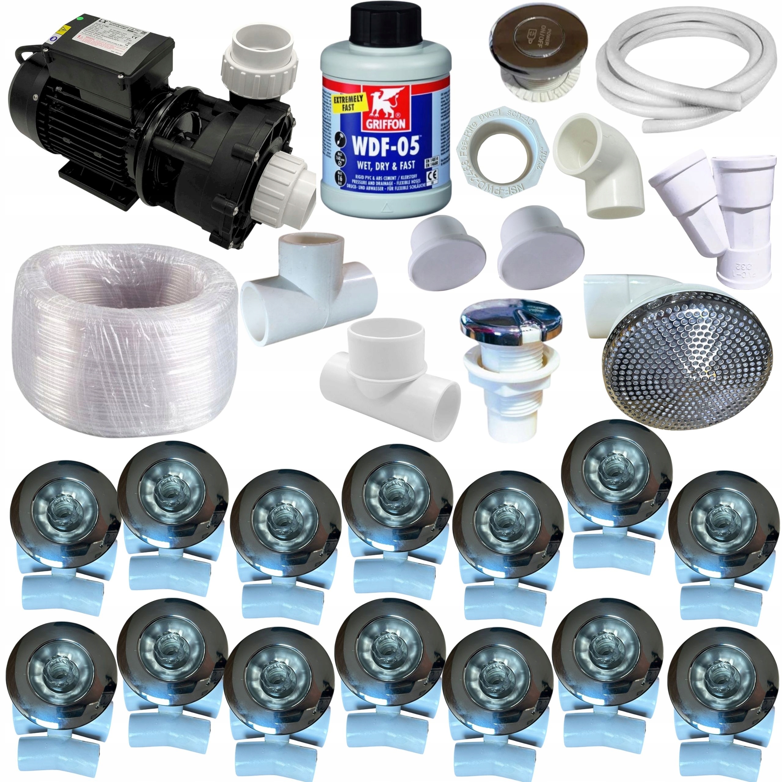 Hydromasážní sada 16 trysek B09, čerpadlo 2200W pro montáž do vany ...