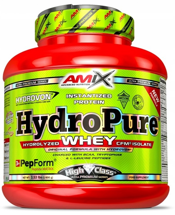 Amix HydroPure Whey Protein Białko 1,6kg TRUSKAWKA - 8594159539129 ...