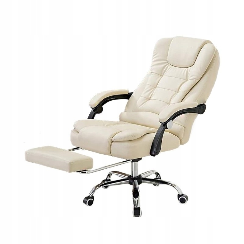 SKÓRZANY FOTEL OBROTOWY BOSS KREMOWY Z PODNÓŻKIEM | Lublin | Kup teraz na Allegro Lokalnie