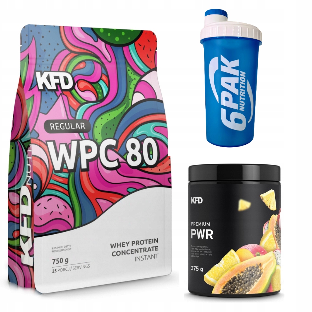 KFD ZESTAW białko WPC 750 g + KFD PWR 375 g + Shaker 700 ml ...