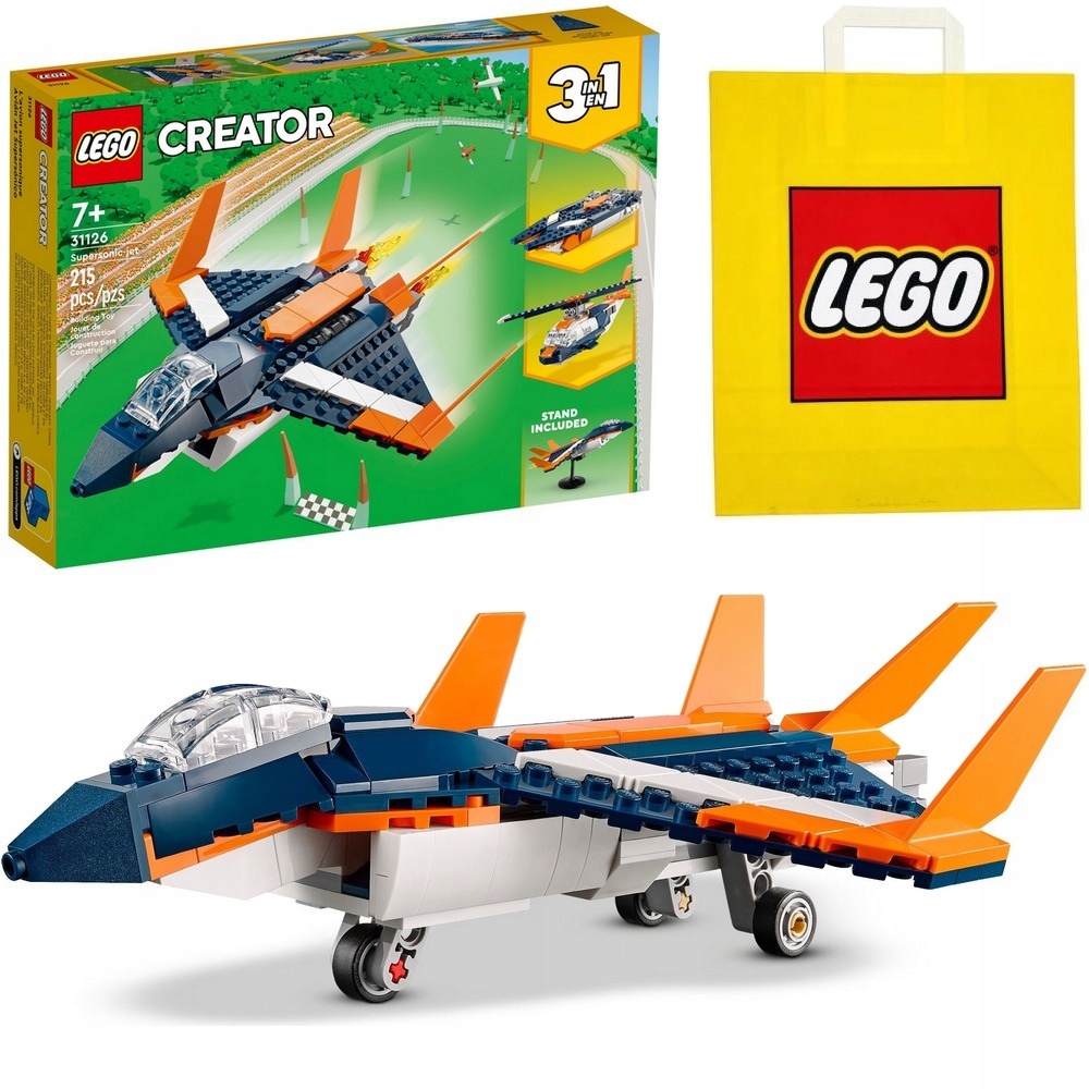 LEGO 31126 CREATOR - SAMOLOT ŁÓDKA HELIKOPTER 3w1 + TORBA PREZENTOWA ...