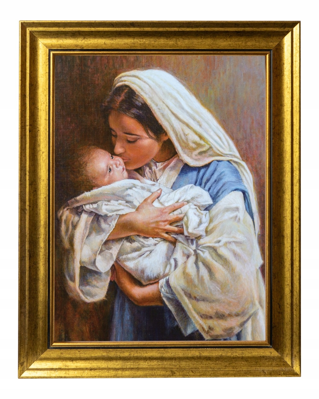 MARYJA Z DZIECIĄTKIEM | SAKRALNY OBRAZ W ZŁOTEJ ZDOBIONEJ RAMIE 30X40 ...