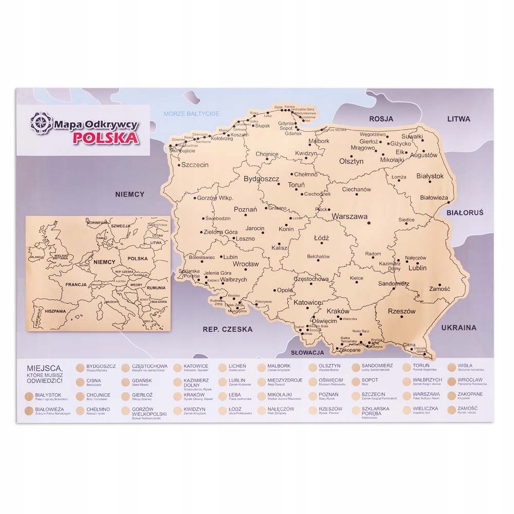 Mapa Odkrywcy Polska zdrapka PODRÓŻNIKA prezent (5906660863274) • Cena ...